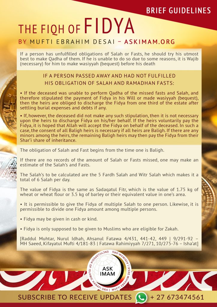 The Fiqh of Fidya – Darul Iftaa Mahmudiyyah